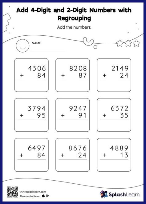 Add Within 10000 With Regrouping Worksheets For 4th Graders Online Splashlearn