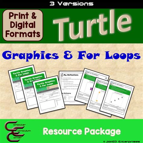 Turtle Graphics And For Loops 3 Version Resource Package By Computer Corner