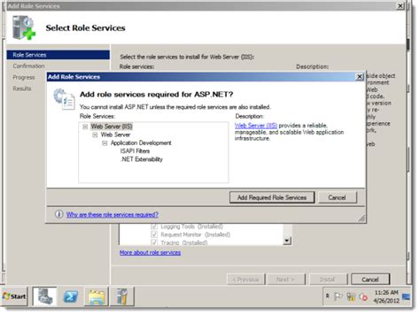 Add ASP NET Role Service