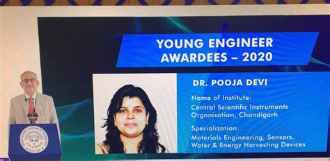 Dr Pooja Devi Received The Prestigious Inae Young Engineer Award 2020 The Award Was Conferred