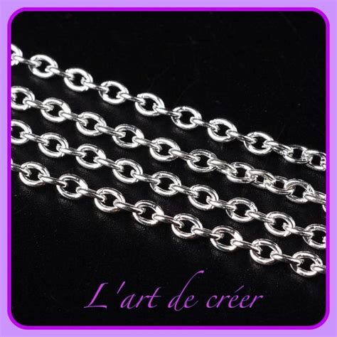 1 Mètre De Chaine Argent Argenté Maillon 3x2mm Chaine Argent Bijoux Fait Main Fabrication