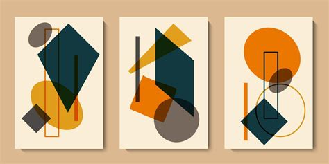 Abstract Geometry Wall Art Collection Modern Card Set For Art Gallery Flyers Invitations