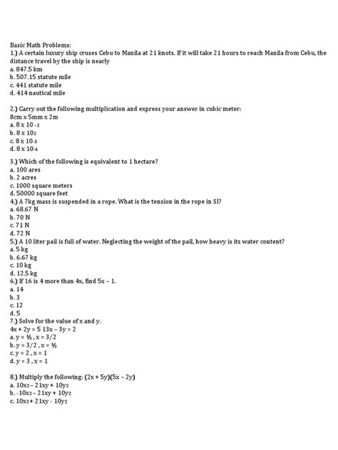 Math Questionaire Pdf Area Interest