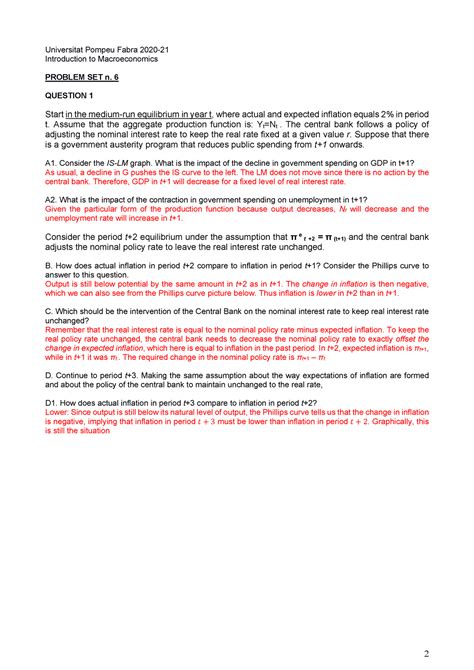 Problem Set 6 Solutions Introduction To Macroeconomics 22097 Universitat Pompeu Fabra 2020