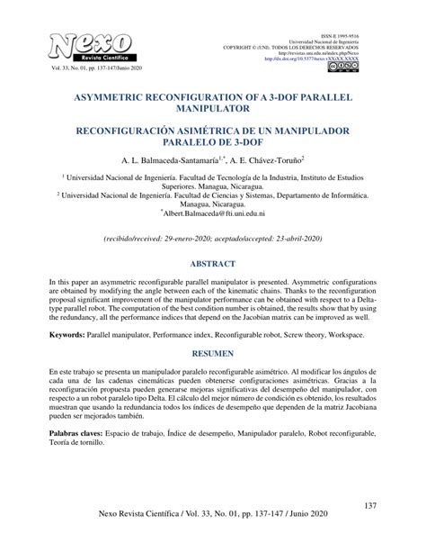 Pdf Asymmetric Reconfiguration Of A 3 Dof Parallel Manipulator