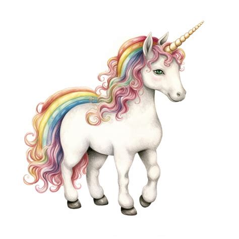 Premium Photo Unicorn With A Rainbow Mane And A Horn Generative Ai