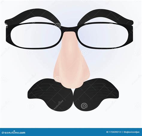 Funny Mask Made Of Glasses Mustache Nose And Hat Vector Illustration