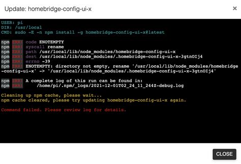 Can T Update Homebridge UI Plugin R Homebridge