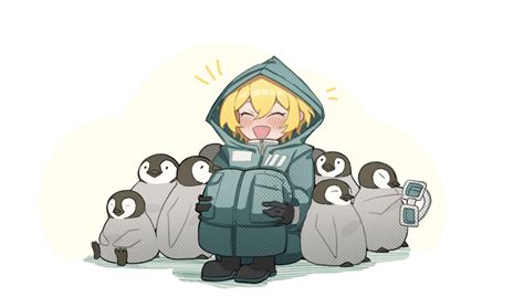 Safebooru 1girl Bird Black Footwear Black Gloves Blonde Hair Blush Boots Closed Eyes Coat