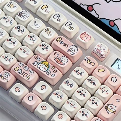 Chiikawa Pink Keycap Hachiware Usagi Moa Profile Pbt Five Side Dye
