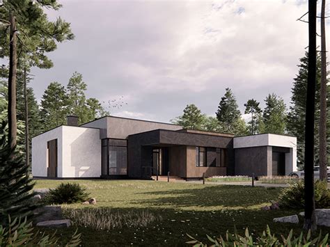 Pramen индивидуальный проект одноэтажного дома с плоской крышей 250м кв