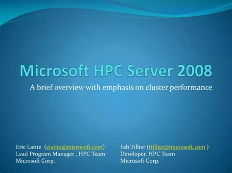 Ppt Microsoft Hpc Server 2008 Powerpoint Presentation Free Download Id426371