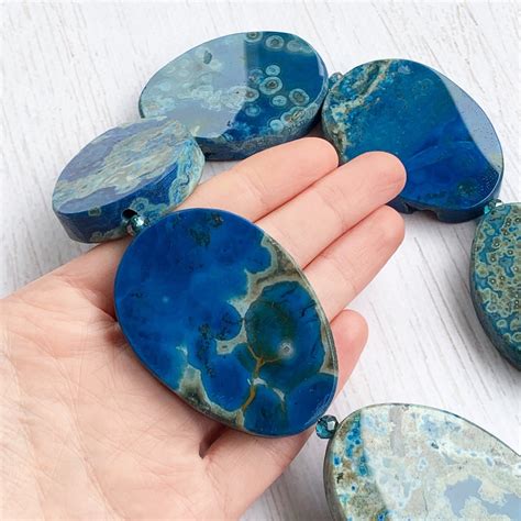 Large Blue Necklace Blue Gemstone Necklace Ocean Blue Necklace