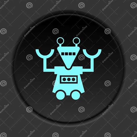 Dark Button Icon Robot Technology Button Banner Round Badge Interface For Application