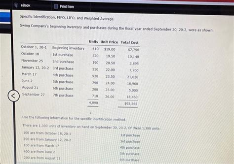 Solved Specific Identification FIFO LIFO And Chegg Com