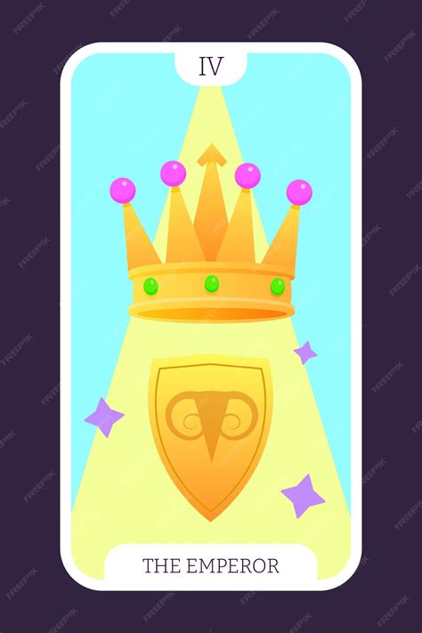 The Emperor 타로 만화 플랫 카드 템플릿 메이저 아르카나 타로 벡터 일러스트레이션 난해한 마법과 점성술 기호가 있는 영적 표지판 격리된 컬러 그래픽 마법 개념