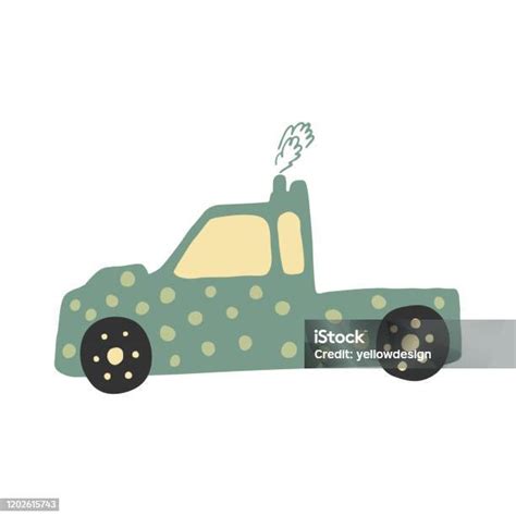 낙서 스타일의 작은 녹색 트럭 귀여운 어린이 자동차 교통 아기 수송 스케치 그리기 낙서 드로잉에 대한 스톡 벡터 아트 및 기타 이미지 낙서 드로잉 트랙터 0명