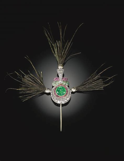 Exquisite Ottoman Aigrette With Emerald Rubies And Diamonds
