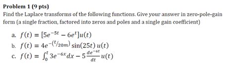 Solved Problem Pts Find The Laplace Transforms Of The Chegg