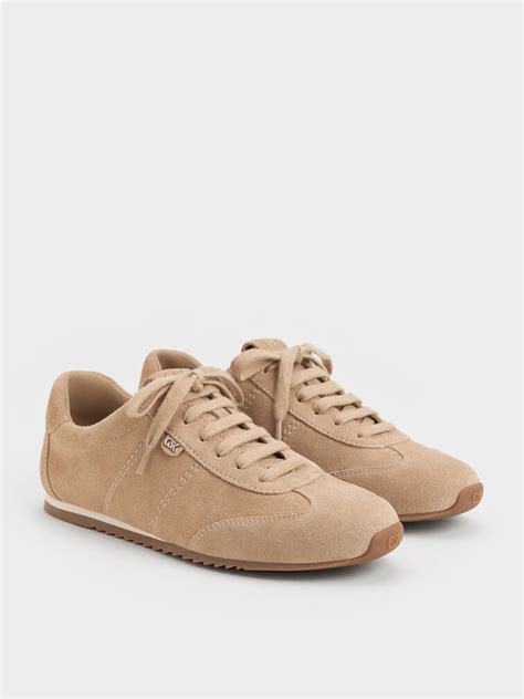 Jace Suede Sneakers Beige Charles And Keith Sg