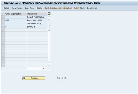 OMFK SAP Tcode C MM PUR Field Selection Vendor