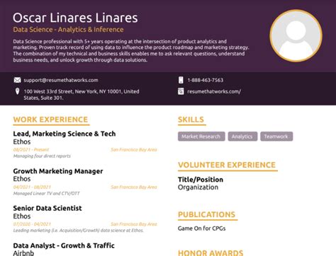 download free data science analytics and inference resume template on