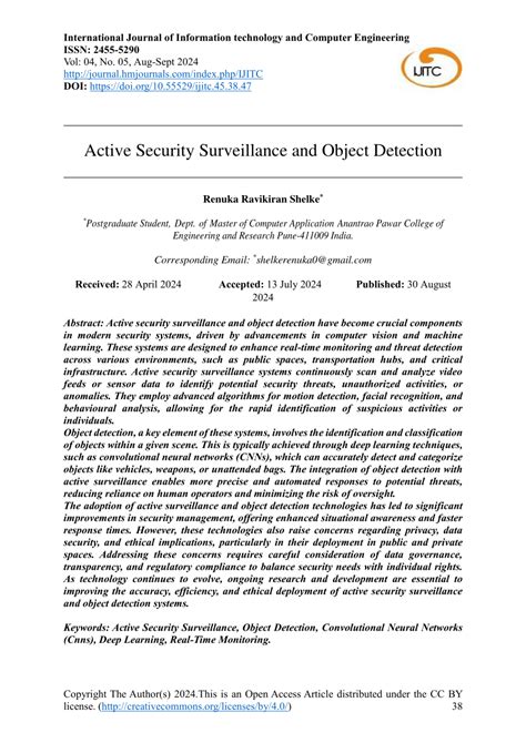 Pdf Active Security Surveillance And Object Detection