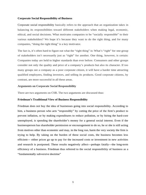 Bus 102 Note 2 Pdf Corporate Social Responsibility Market Economics