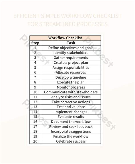 Streamlined Processes Made Simple An Efficient Workflow Checklist Excel Template Free