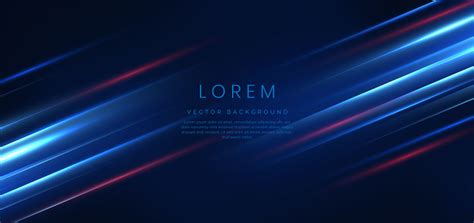 추상적 인 기술 미래 지향적 인 빛나는 파란색과 빨간색 조명 라인과 진한 파란색 배경에 속도 모션 블러 효과 번쩍이는에 대한 스톡 벡터 아트 및 기타 이미지 Istock