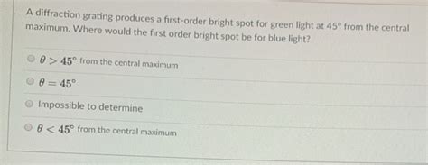 Solved A Diffraction Grating Produces A First Order Bright Chegg