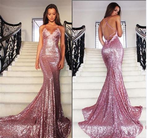 Luxury Bling Sparkle Prom Dress Evening Dress Mermaid Pink Halter