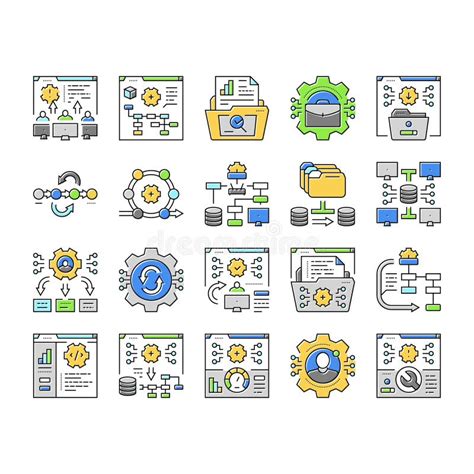 System Analyst Data Icons Set Vector Stock Illustration Illustration