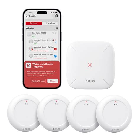 X Sense Wi Fi Water Leak Detector Kit Smart Water Sensor Alarm With App Alerts And Ultra Slim