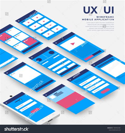 Ux Ui Flowchart Mockups Mobile Application Stock Vector Royalty Free 1084942481