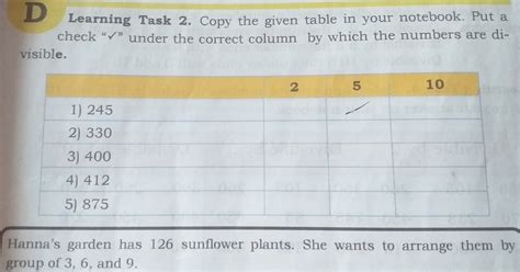 Solved D Learning Task 2 Copy The Given Table In Your Notebook Put A