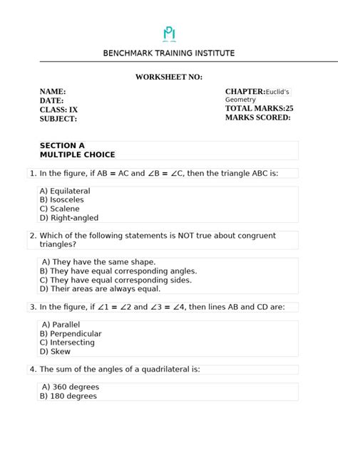 Worksheet3 Euclids Geometry Pdf