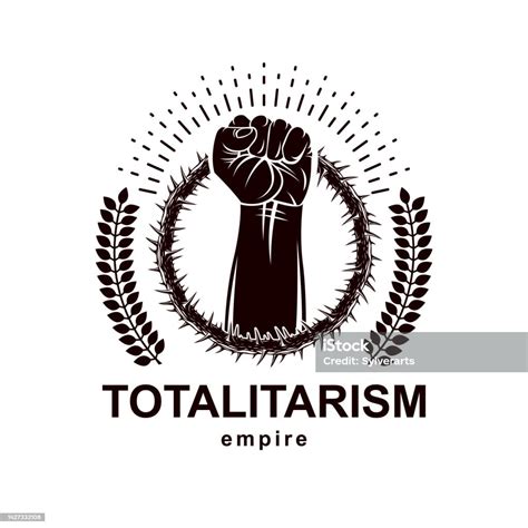 가시관으로 둘러싸인 강한 근육질의 주먹으로 구성된 벡터 로고 혁명 아이디어 기호는 문신으로 사용할 수 있습니다 독재자에 대한 스톡 벡터 아트 및 기타 이미지 Istock