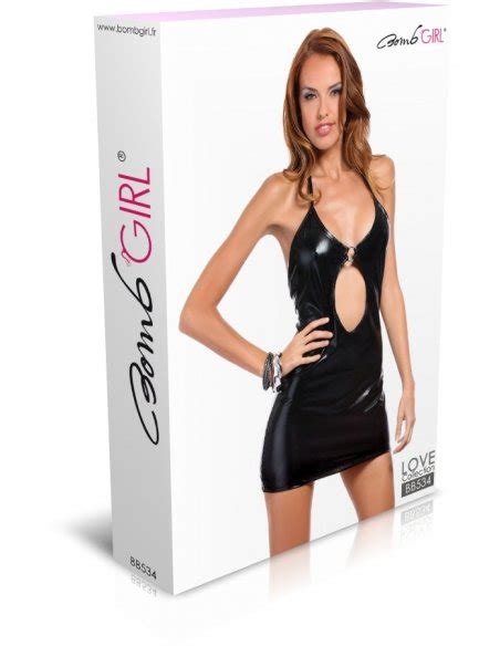 Robe Courte Sexy Noir Style Laqué Bb534 Bomb Girl Robe Courte Sex