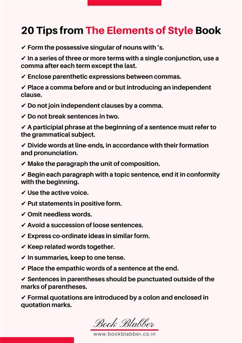 The 20 Commandments Of Writing From The Elements Of Style Book Blabber