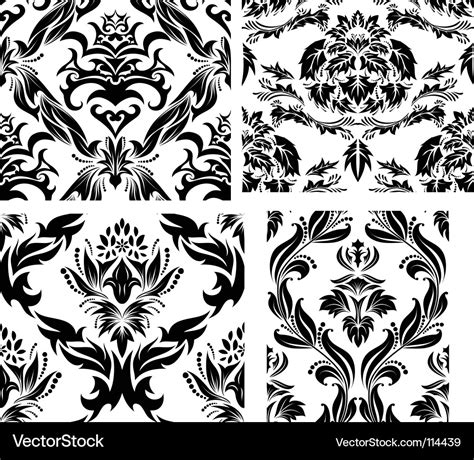 Damask Patterns Set Royalty Free Vector Image Vectorstock