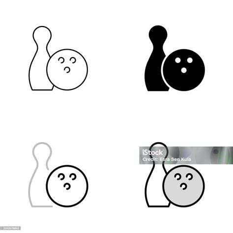 편집 가능한 스트로크가 있는 4가지 스타일의 볼링 유니버설 아이콘 디자인 선 솔리드 플랫 라인 및 듀오톤 라인 웹 페이지 모바일 앱 Ui Ux 및 Gui 디자인에 적합합니다