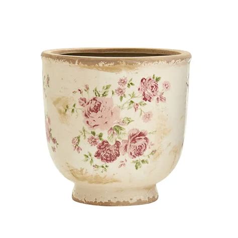 Nearly Natural 75 In Tuscan Ceramic Floral Print Planter