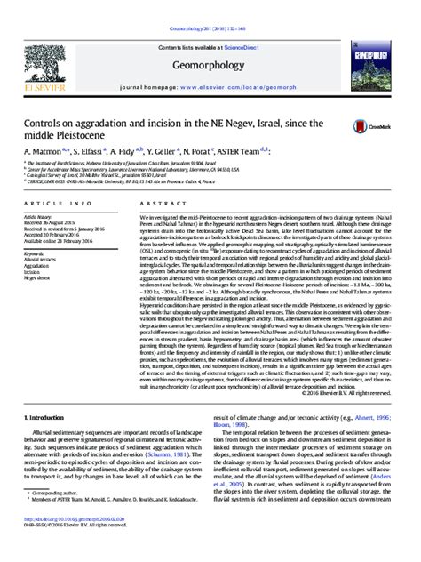 Pdf Controls On Aggradation And Incision In The Ne Negev Israel
