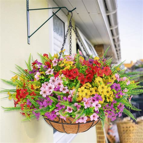 Elyum Artificial Hanging Flowers For Outdoors Uv Resistant