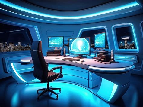 futuristic computer desk