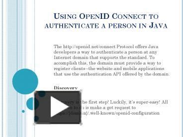 PPT Using OpenID Connect To Authenticate A Person In Java PowerPoint Presentation Free To