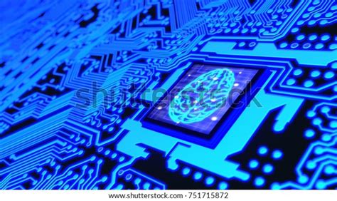 Blue Glowing Circuit Board Cpu Brain Stock Illustration 751715872