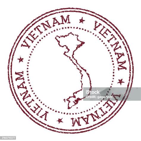 베트남 라운드 고무 스탬프 와 나라 지도 와 원형 텍스트와 별 벡터 일러스트 레이 션 빈티지 빨간 여권 스탬프 베트남에 대한 스톡 벡터 아트 및 기타 이미지 Istock