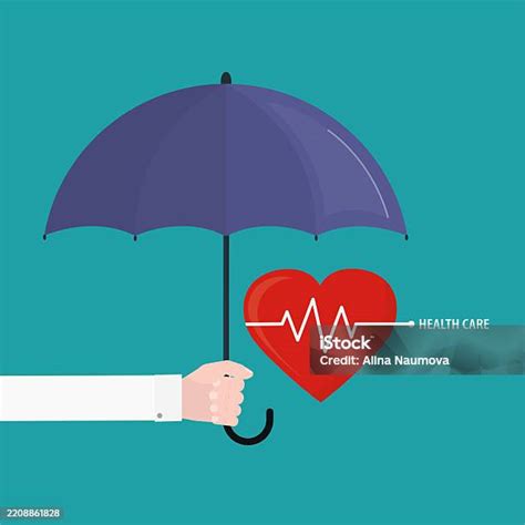 보험 및 의료 개념 건강 보호 의료 치료 우산을 들고 심장 박동으로 인간의 심장을 보호하는 의사의 손 구호 구급차 응급실 개념에 대한 스톡 벡터 아트 및 기타 이미지